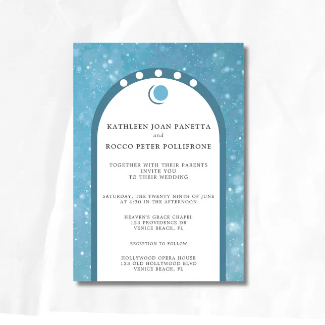 Blue Celestial Wedding Invitation | Zazzle