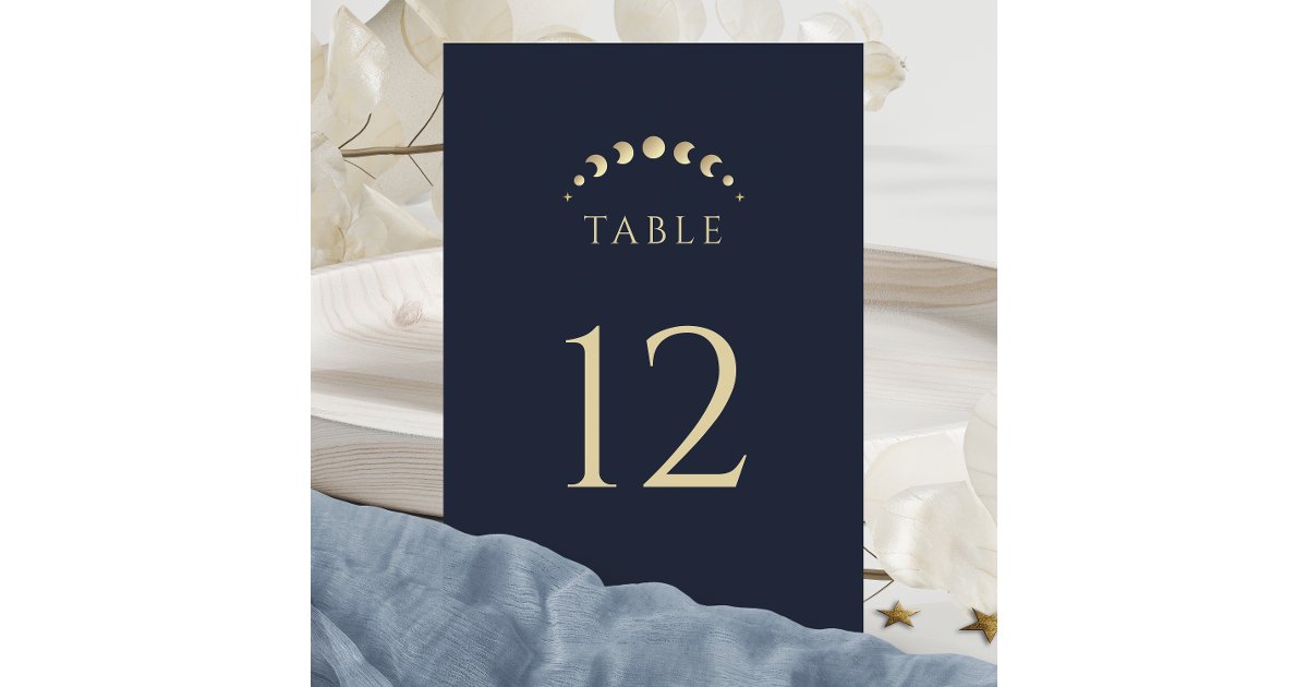 Blue Celestial Wedding Table Number | Zazzle