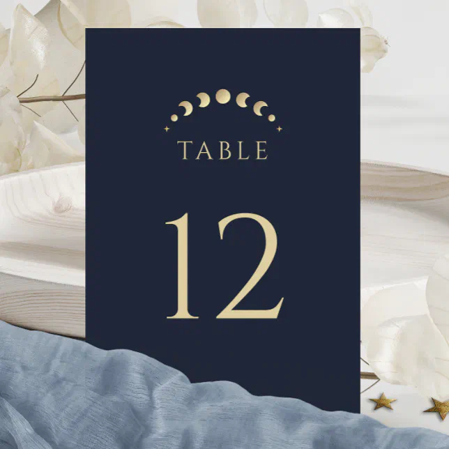 Blue Celestial Wedding Table Number | Zazzle