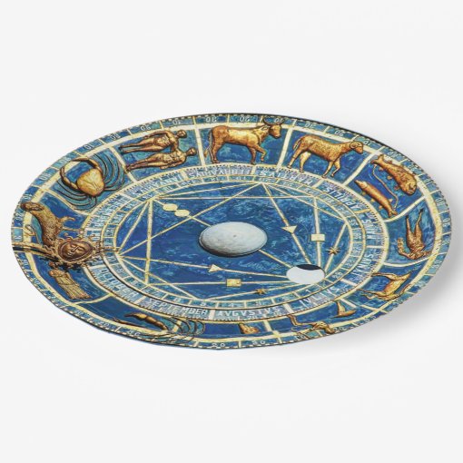 Blue Celestial Zodiac Astrology Party Horoscope Paper Plates | Zazzle