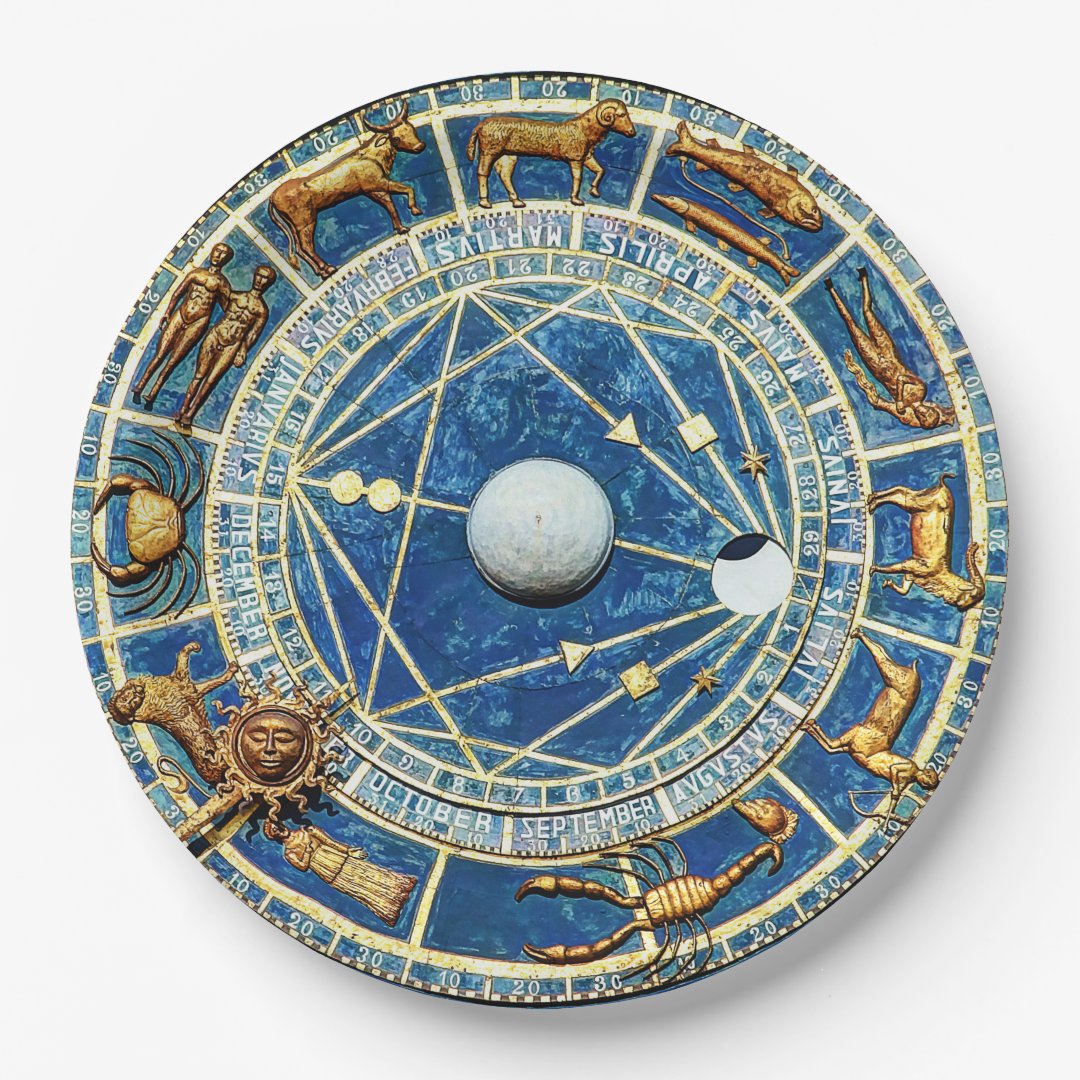 Blue Celestial Zodiac Astrology Party Horoscope Paper Plates | Zazzle