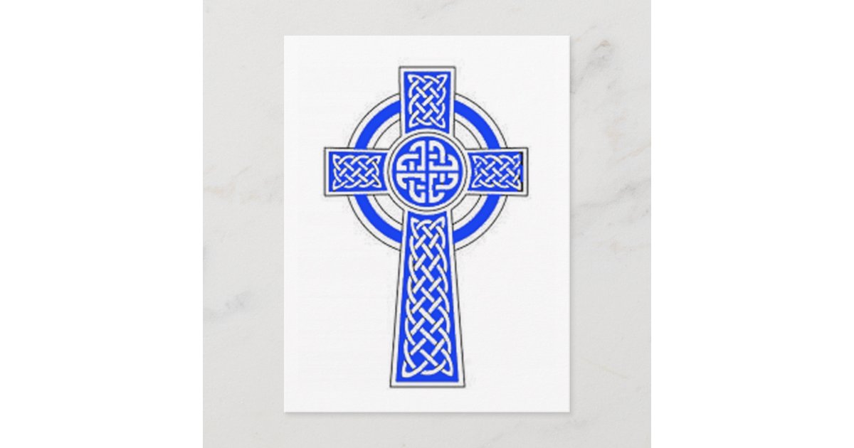 Blue celtic cross design postcard | Zazzle
