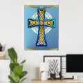 Blue Celtic Cross Poster | Zazzle