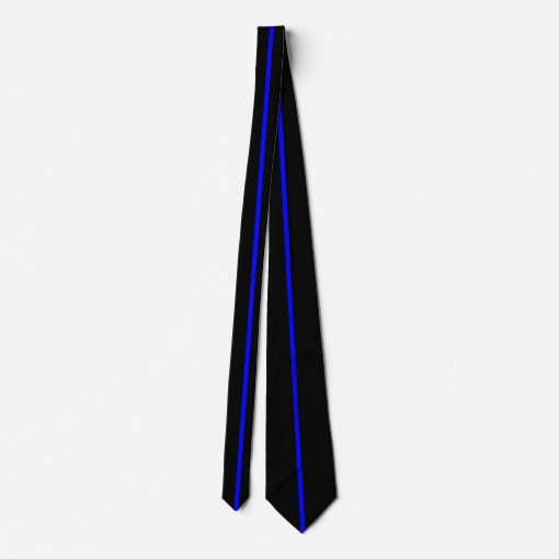 Blue Centered Thin Vertical Line on Black Tie | Zazzle