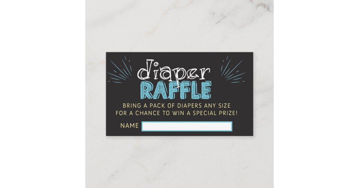 Blue Chalkboard Diaper Raffle Ticket Enclosure Card | Zazzle