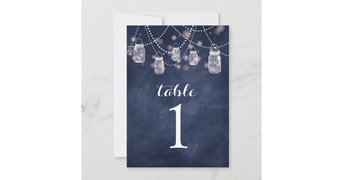 Blue Chalkboard Mason Jar Table Numbers | Zazzle