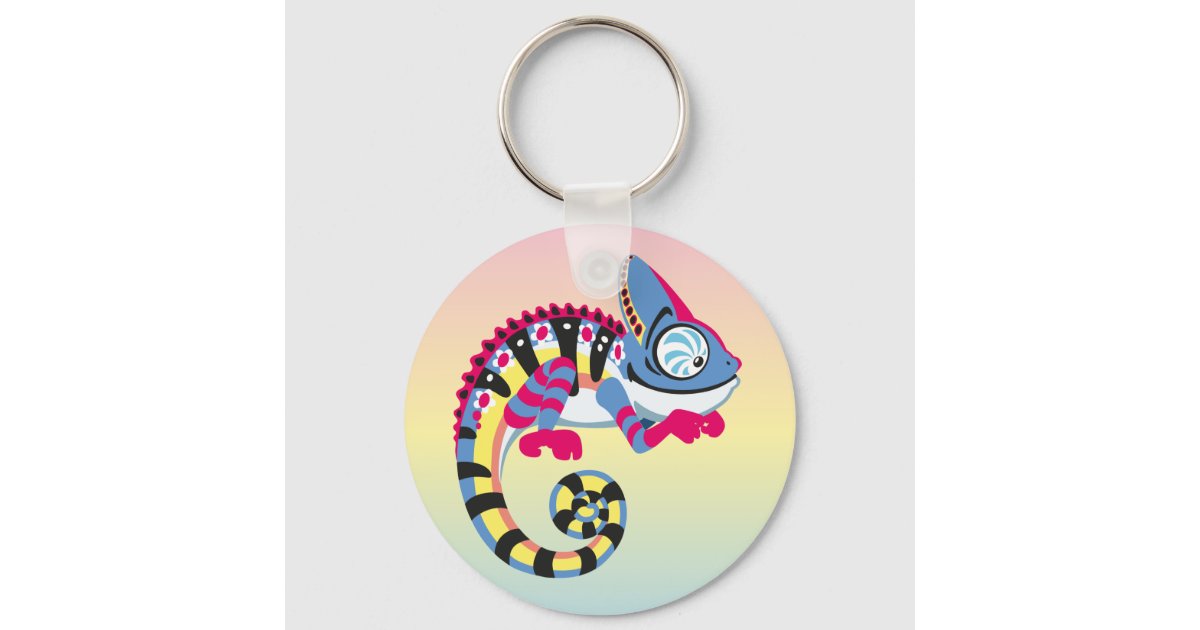blue chameleon map keychain | Zazzle