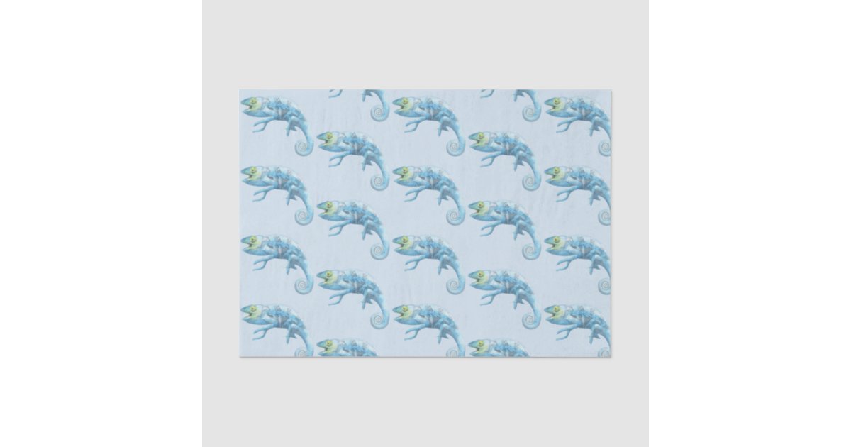 Blue Chameleon Pattern Tissue Paper | Zazzle