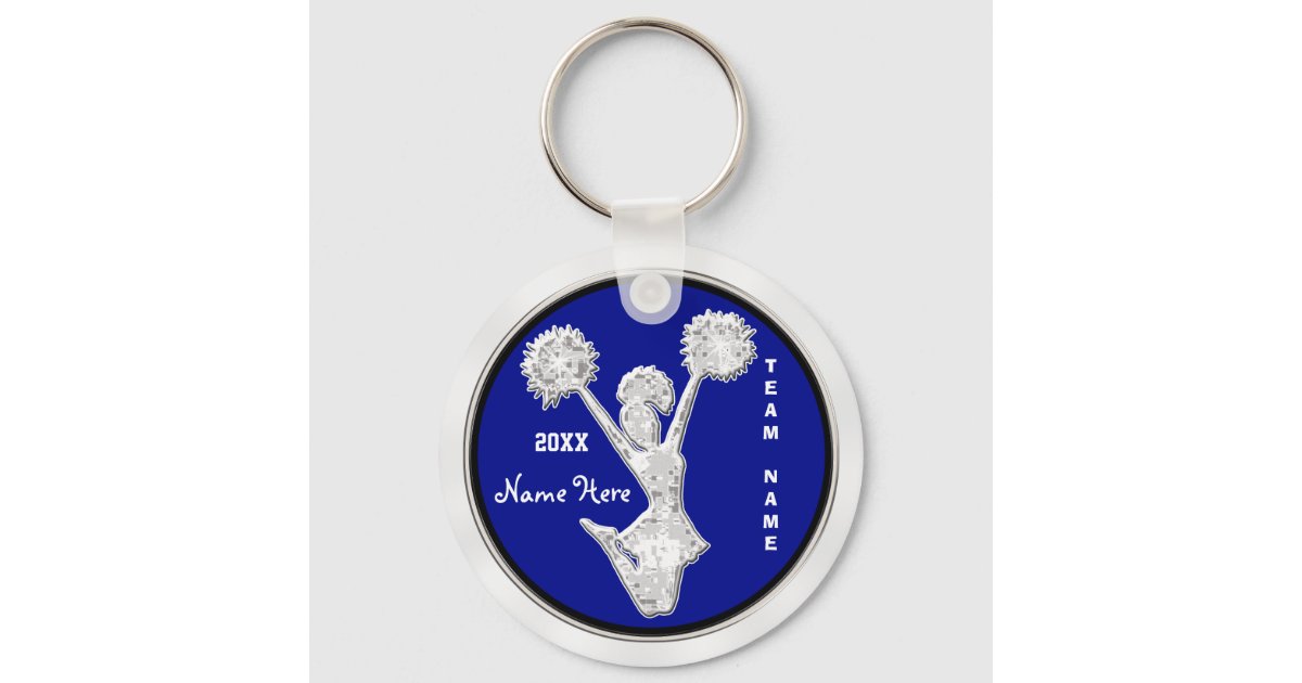 Blue Cheap Cheer Cheerleading Gifts in BULK Keychain | Zazzle