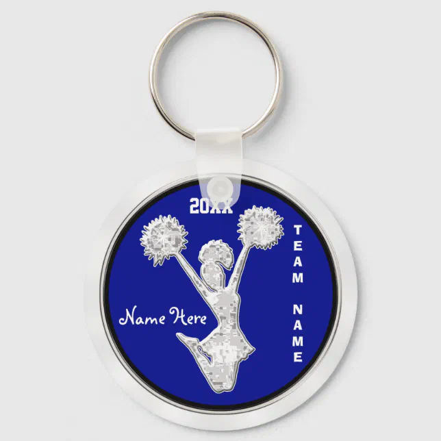Blue Cheap Cheer Cheerleading Gifts in BULK Keychain | Zazzle