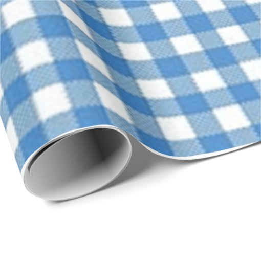 Blue Checkered Gingham Wrapping Paper | Zazzle