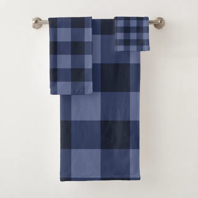 Blue Checkered Squares Plaid Bath Towel Set | Zazzle