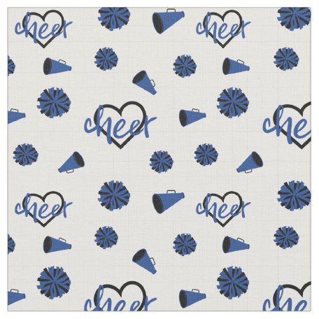 Red Cheer Hearts, Pom Poms, Megaphone Pattern Fabric | Zazzle