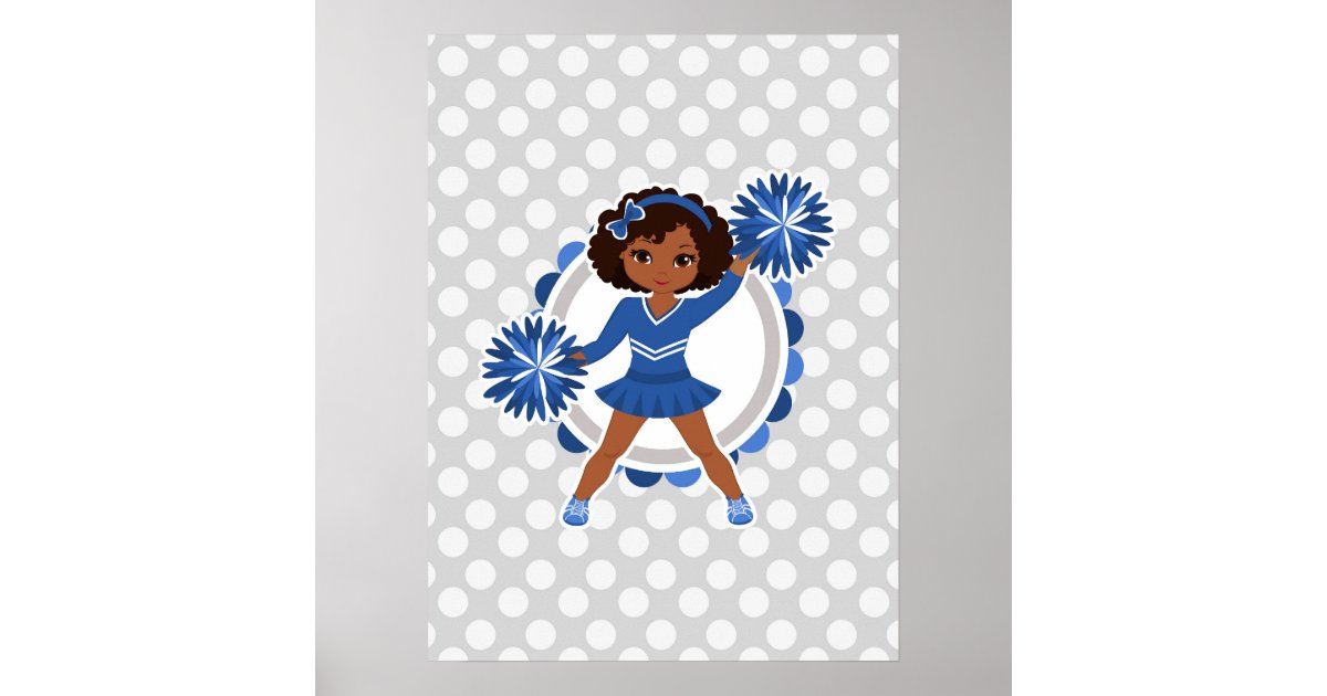 Blue Cheerleader African American - Cute Cheer Poster | Zazzle