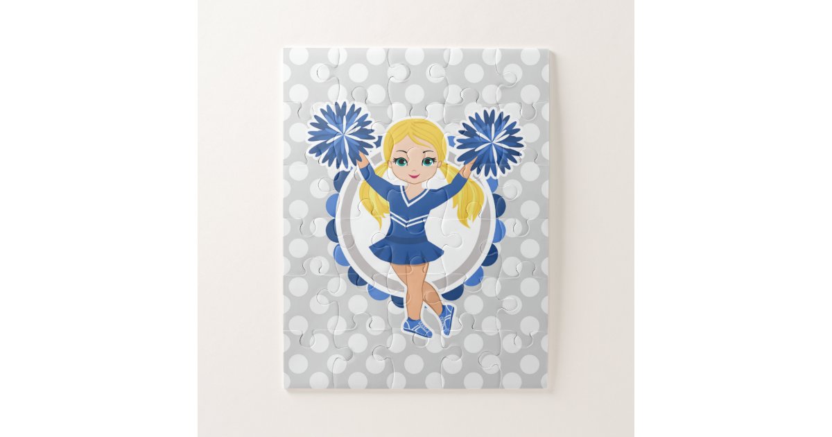 Blue Cheerleader Blonde - Cute Cheer Jigsaw Puzzle | Zazzle