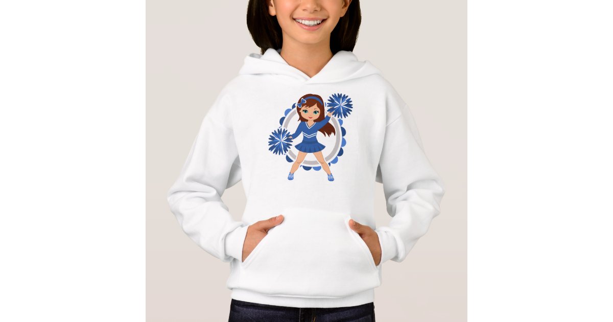 Blue Cheerleader Brunette - Cute Cheer Hoodie | Zazzle