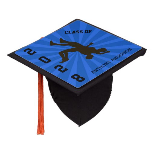 Blue Cheerleader Silhouette Personalized Graduation Cap Topper | Zazzle