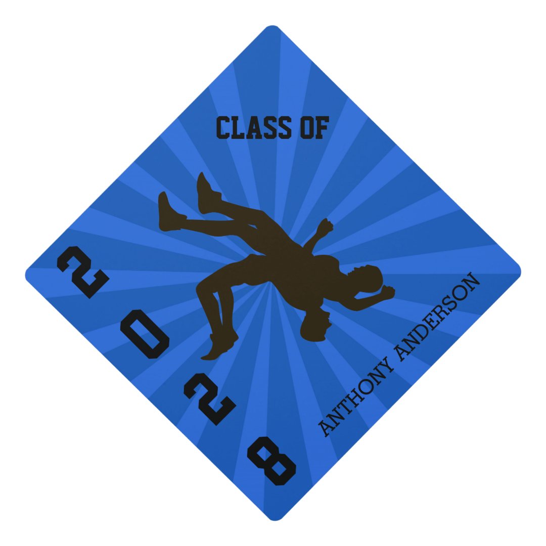 Blue Cheerleader Silhouette Personalized Graduation Cap Topper | Zazzle