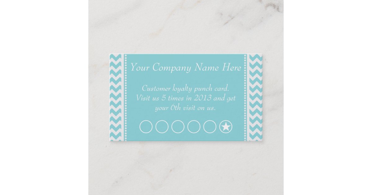 Blue Chevron Discount Promotional Punch Card | Zazzle
