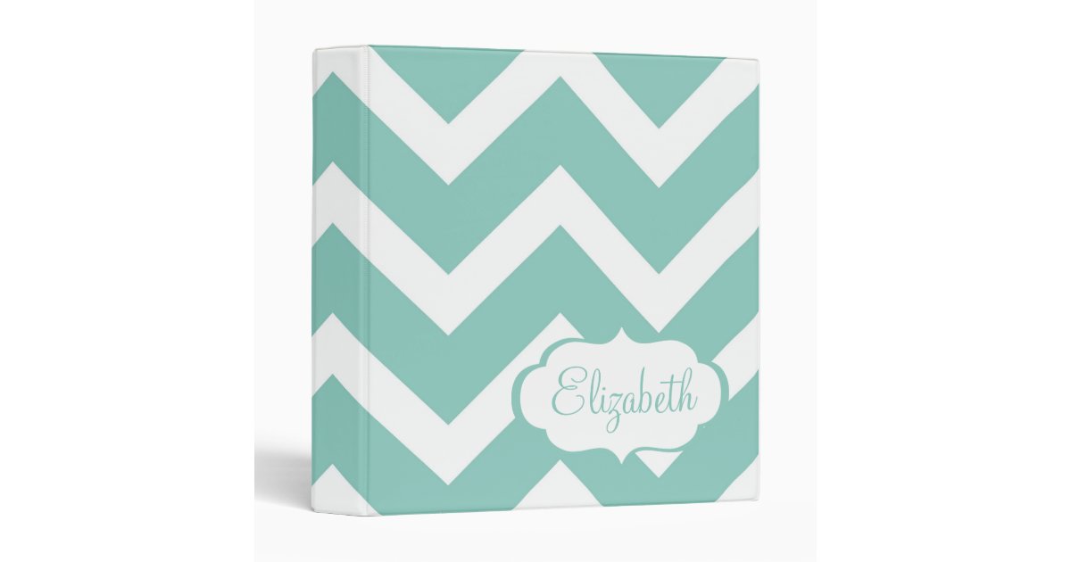 Blue Chevron Pattern Customizable Name Binder | Zazzle
