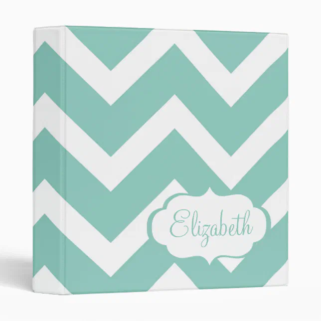 Blue Chevron Pattern Customizable Name Binder | Zazzle