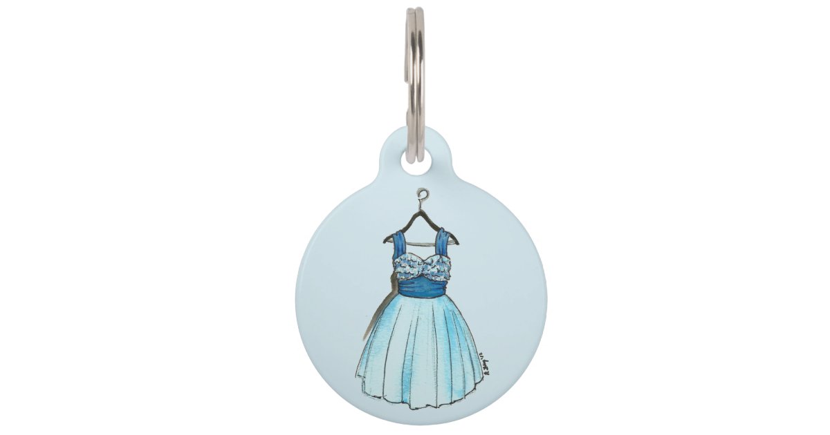 Blue Chiffon 1950s Vintage Fashion Retro Prom Pet Name Tag | Zazzle