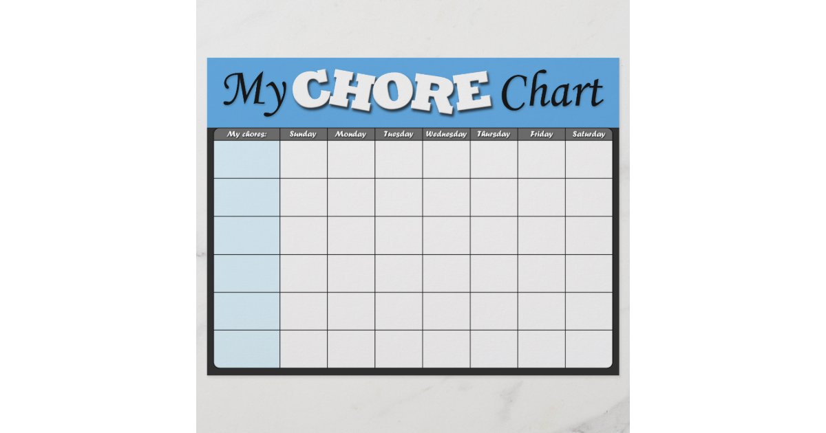 Blue Children's Chore Charts Flyer | Zazzle