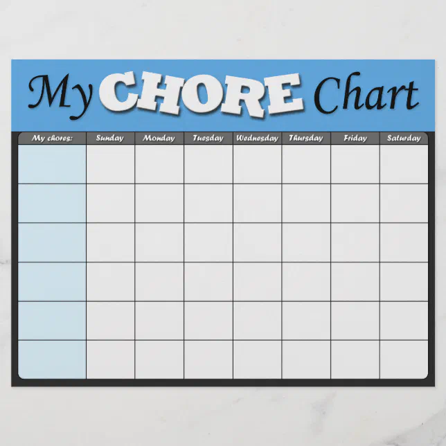 Blue Children's Chore Charts Flyer | Zazzle