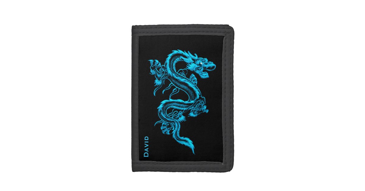 Blue Chinese Dragon Custom Wallet | Zazzle