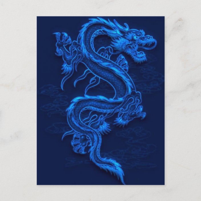 Blue Chinese Dragon Postcard | Zazzle.com