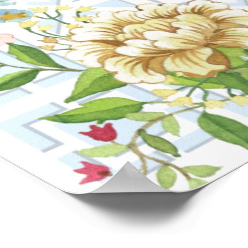 Blue Chinoiserie Floral Baby Shower Welcome Sign | Zazzle