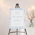 Blue chinoiserie floral wedding welcome sign | Zazzle