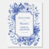 Blue Chinoiserie Flowers Bridal Shower Welcome Foam Board | Zazzle