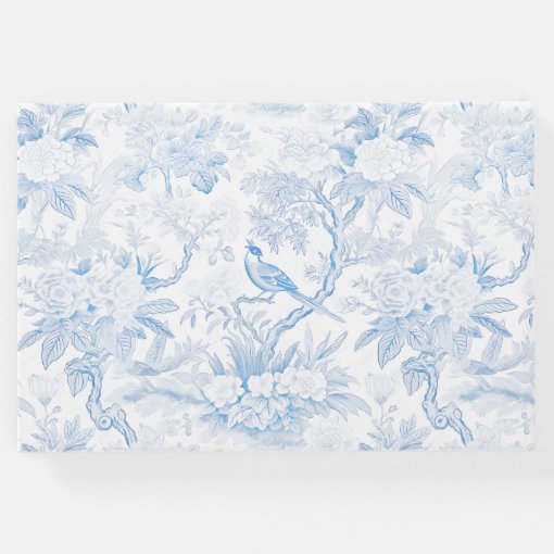 Blue chinoiserie porcelain gift wedding guest book | Zazzle
