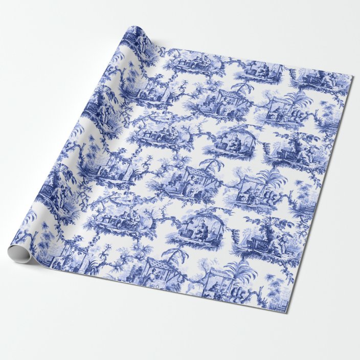 Blue Chinoiserie Toile Wrapping Paper | Zazzle.com