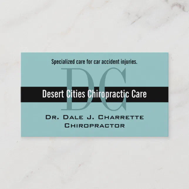 Blue Chiropractor Business Cards with Monograms | Zazzle