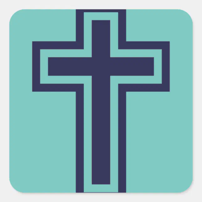 Blue Christian cross different variants Square Sticker | Zazzle