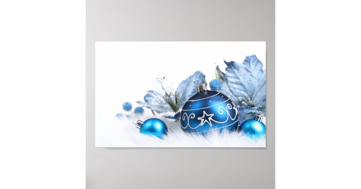 blue christmas bulbs poster | Zazzle