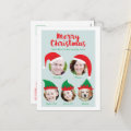 Blue Christmas Crew Family of Five Photo Holiday | Zazzle