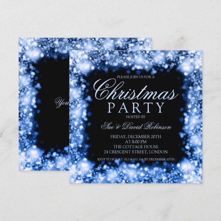 Blue Christmas Party Sparkling Lights Invitation | Zazzle.com