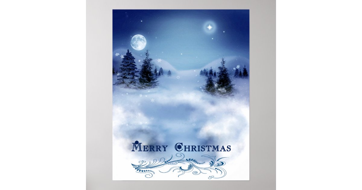Blue Christmas Poster | Zazzle