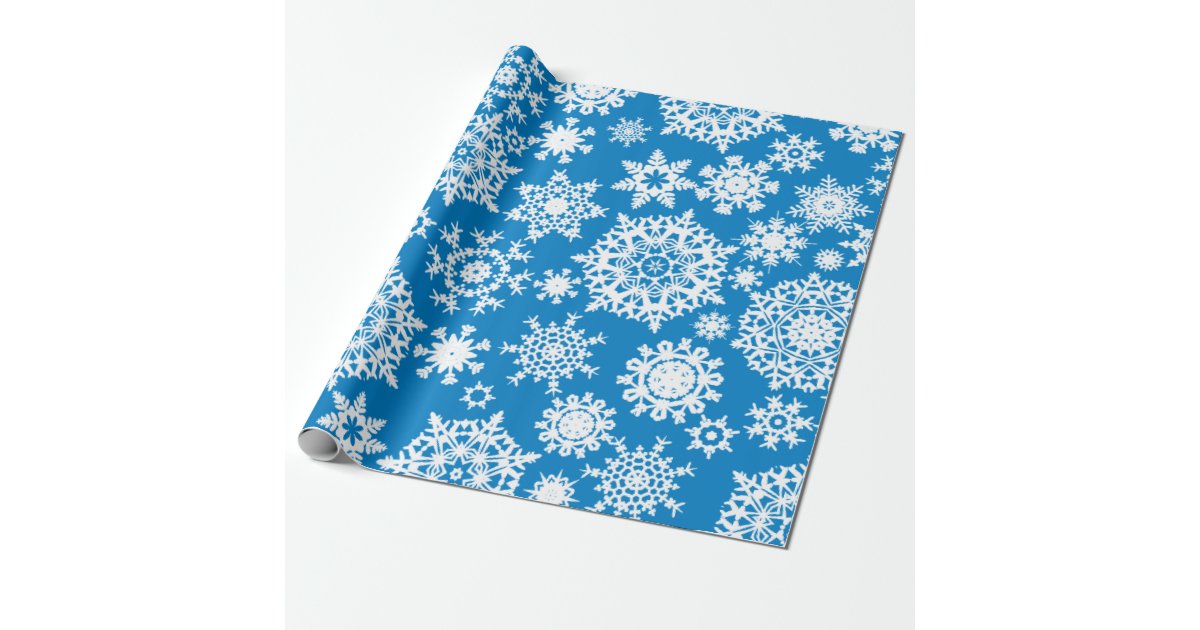 Blue Christmas Snowflake Pattern wrapping paper | Zazzle