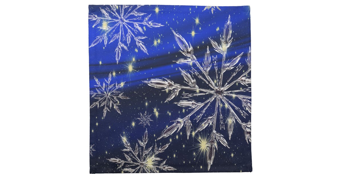 Blue Christmas white snow holidays Cloth Napkin | Zazzle