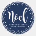 Blue Christmas Wreath Classic Round Sticker | Zazzle