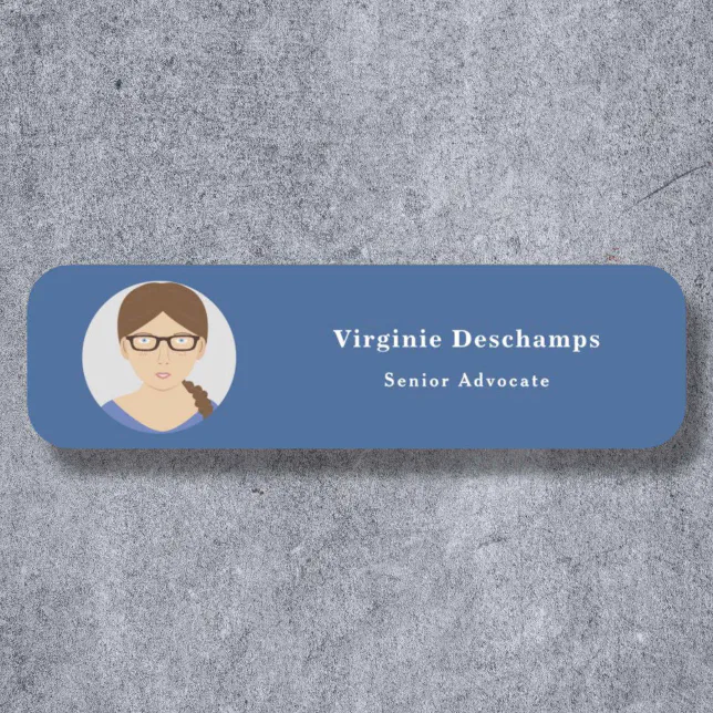 Blue Circle Photo Employee Name Tag | Zazzle