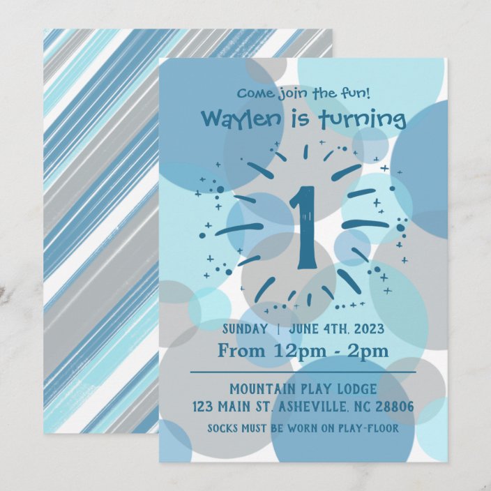 Blue Circles Birthday Boy Invitation | Zazzle.com