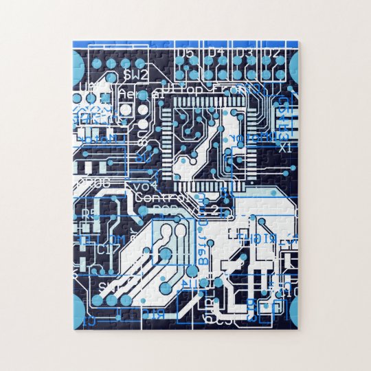 Blue Circuit Board Jigsaw Puzzle | Zazzle.com