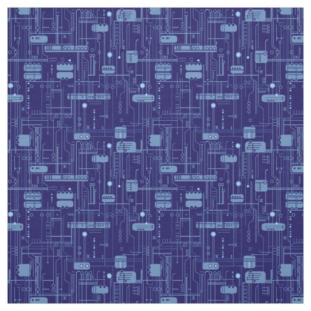 Circuit Board Pattern Blue ID245 Fabric | Zazzle