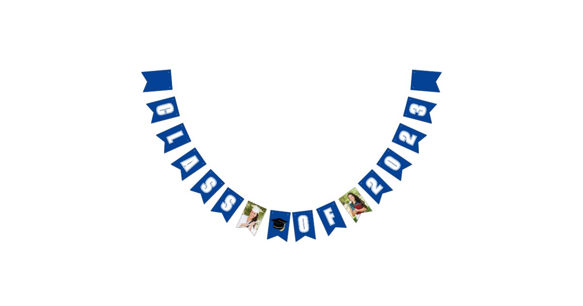 Blue Class of 2023 Graduate Photo Graduation Party Bunting Flags | Zazzle