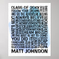 Blue Class of 20xx Graduation Poster for Him | Zazzle